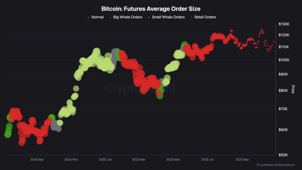 Retail Takes the Wheel: Large Order Size Drops Amid Bitcoin’s $114K ...