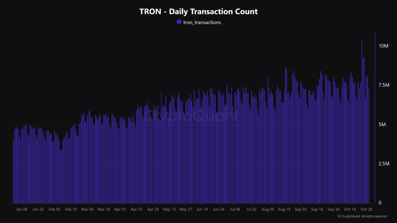 TRON Transaction Dominance (%) Rises to 43% 📈 | 크립토퀀트