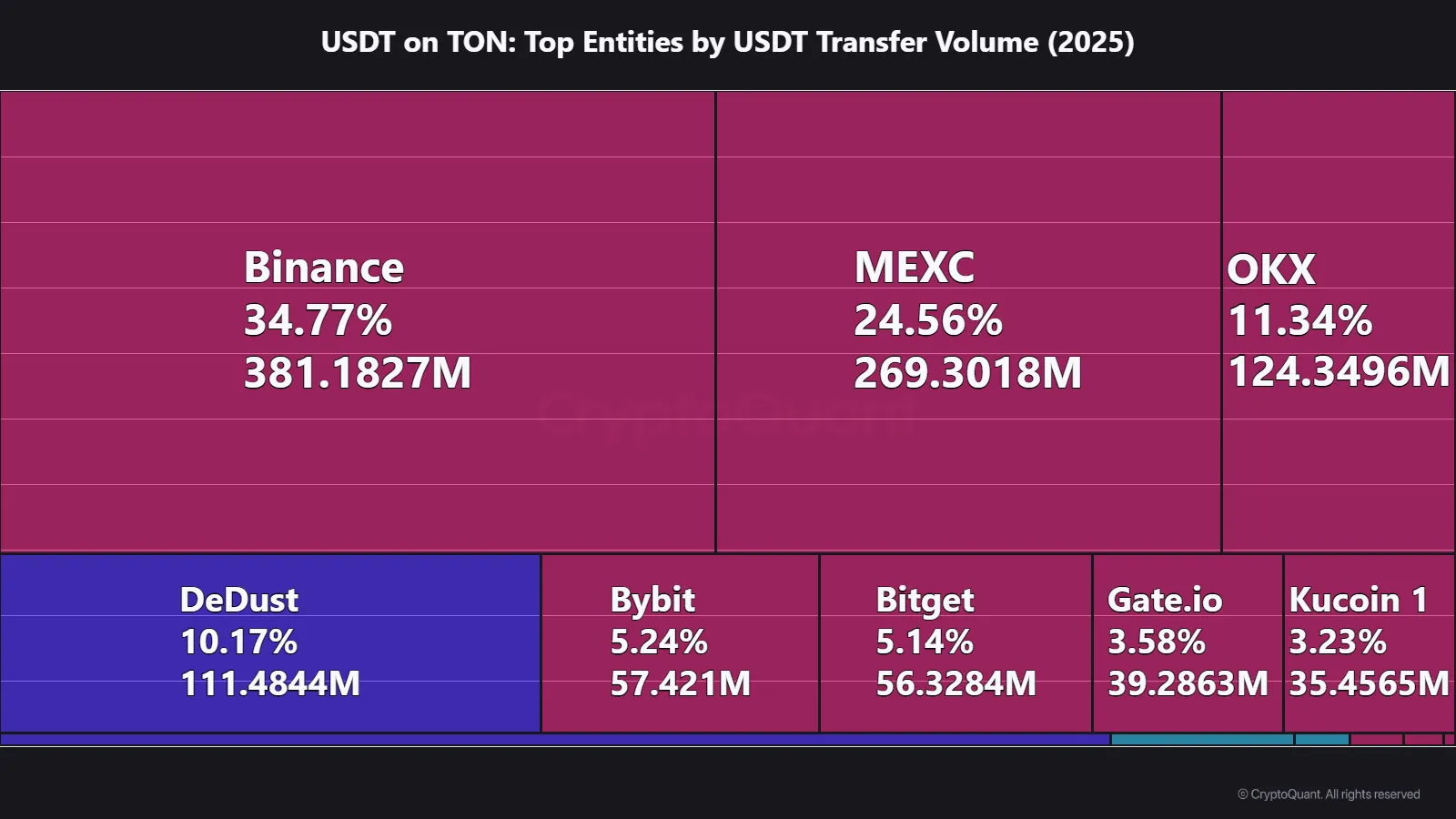 $380M in Transfer Volume Puts Binance in the Lead for USDT on TON | CryptoQuant