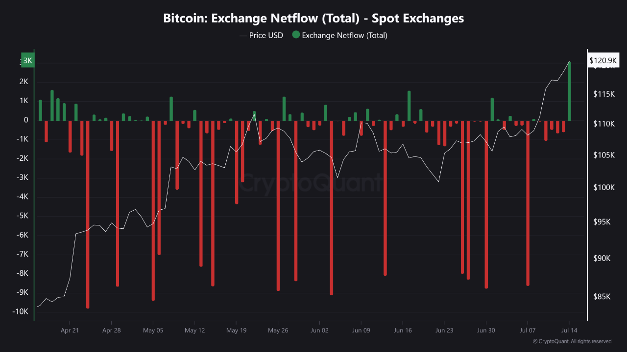 Bitcoin Exchange Netflow Analysis – Profit-Taking Spikes After $123K ...