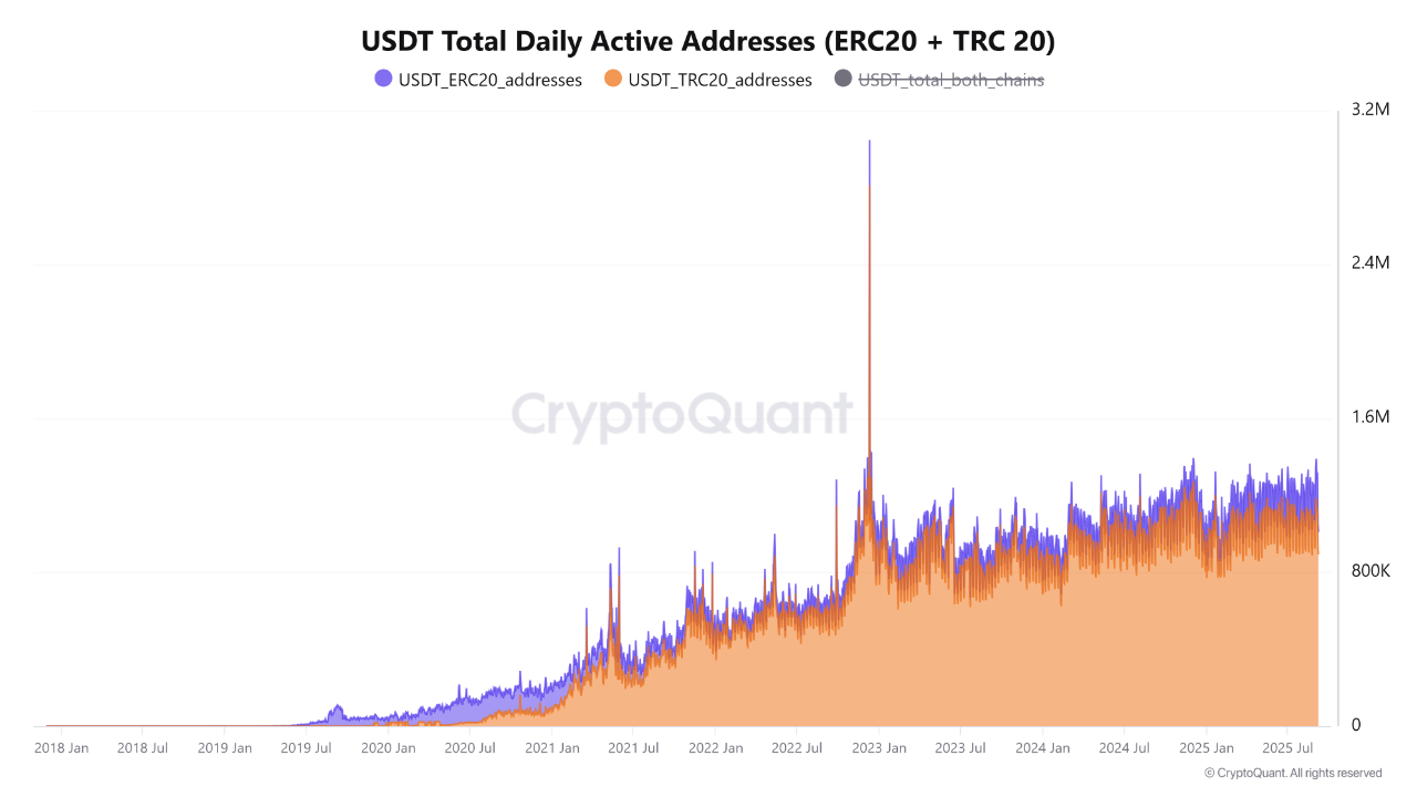 Total Active USDT Addresses on Tron and Ethereum Networks Reach 1.4M ...