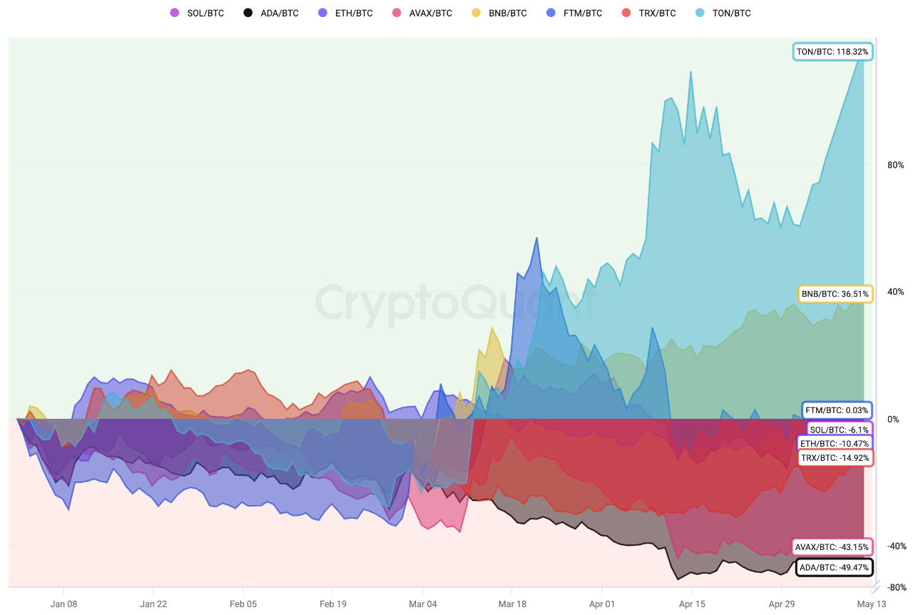 TON is among the best-performing layer 1 blockchains in 2024 | CryptoQuant
