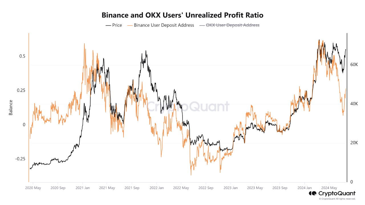 Unrealized Profit of Binance and OKX Exchange Users' Deposit Address ...