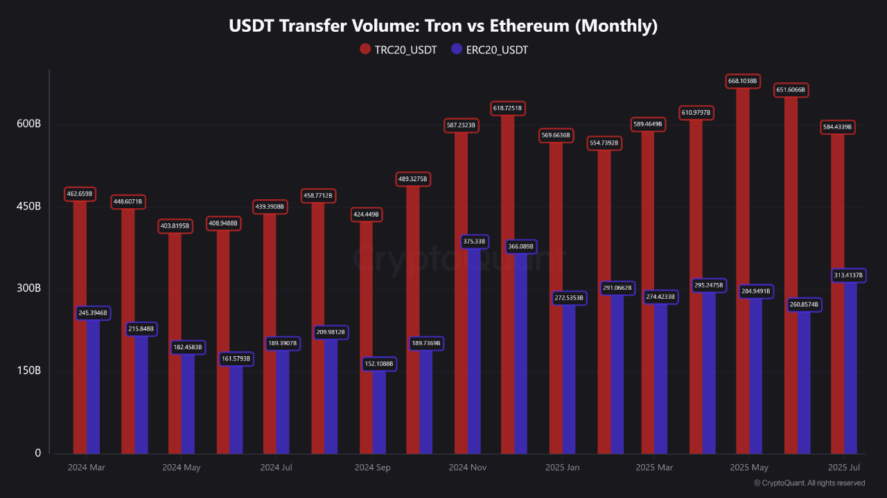 💥 USDT Transfer Wars: TRC-20 vs ERC-20 (Month-over-Month Comparison ...