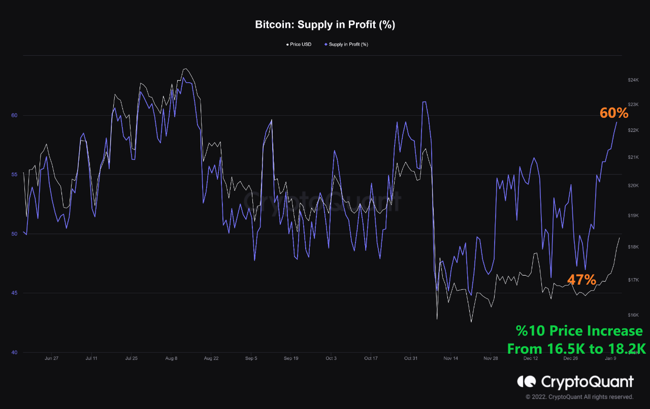 A significant portion of supply returned back to in-profit | CryptoQuant