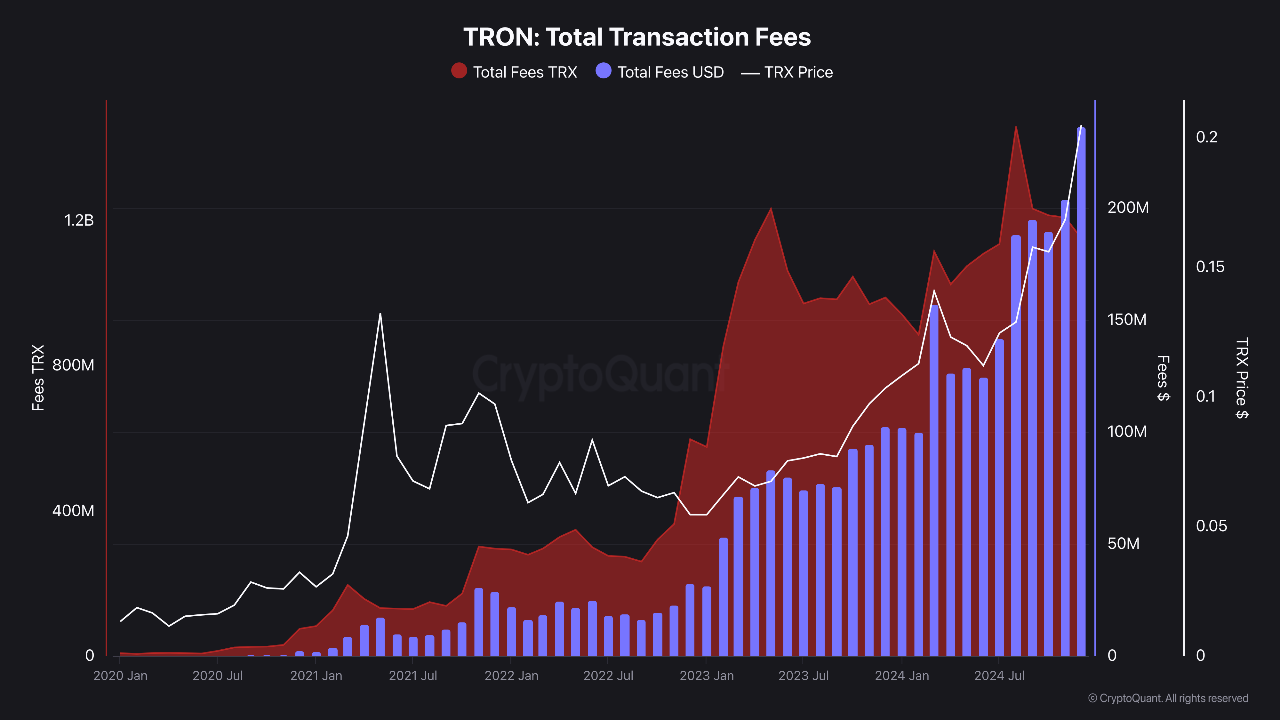 TRON's Network Fee Revenue is Outpacing ETH ! | CryptoQuant